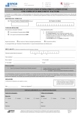 Demande d'une attestation d'immatriculation et/ou d'une copie d'un ...
