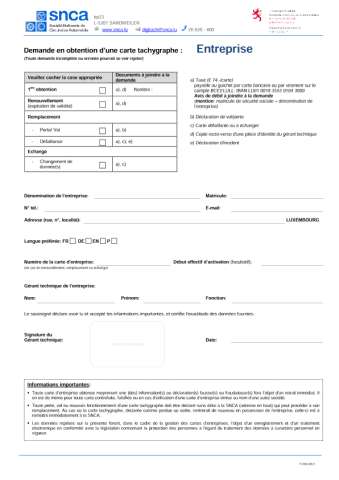 Demande d'obtention d'une carte tachygraphe : Entreprise — SNCA ...